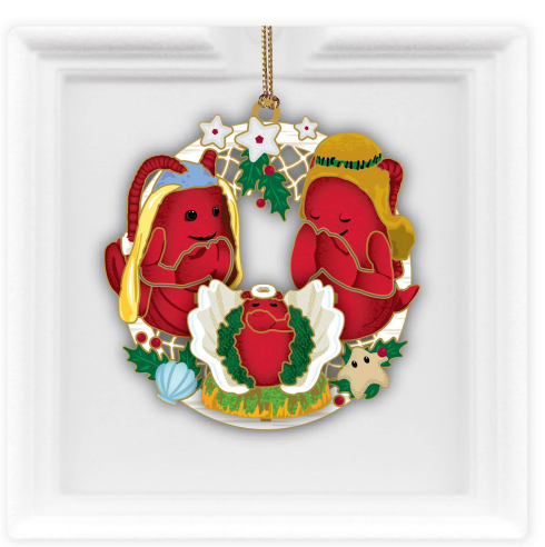 PRE-ORDER MARY, JOSEPH, AND BABY JESUS ORNAMENT – Lobster Nativity Scene